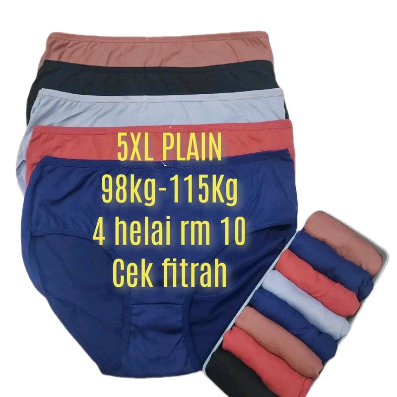 Women underwear 5XL PLAIN 4 helai rm 10 98kg-125kg - TikTok Shop Malaysia