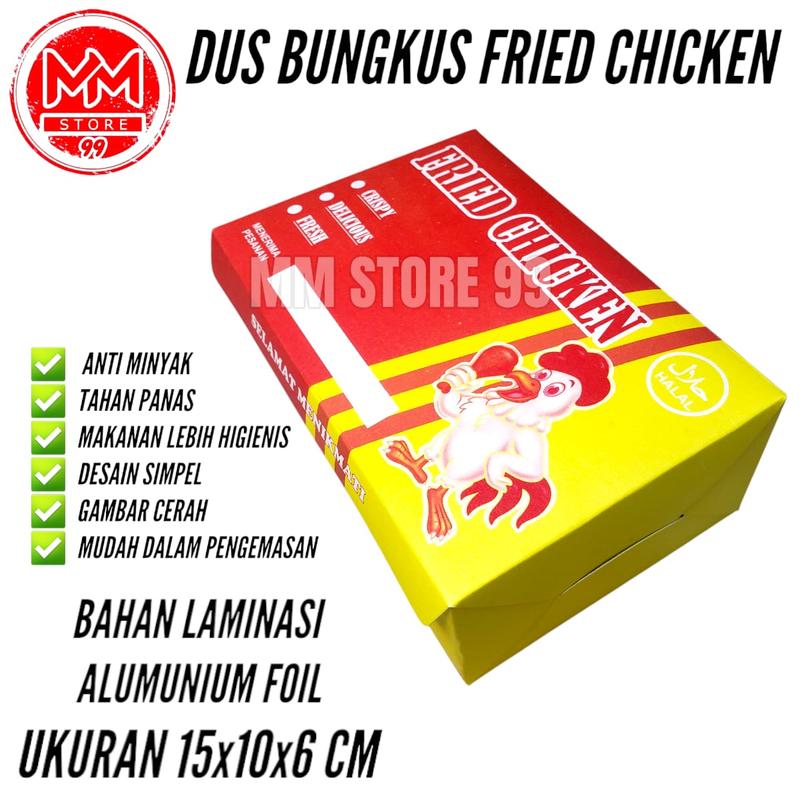 50 Pcs Dus Fried Chicken Bahan Laminasi Aluminium Foil 20x10x6 - Shop ...