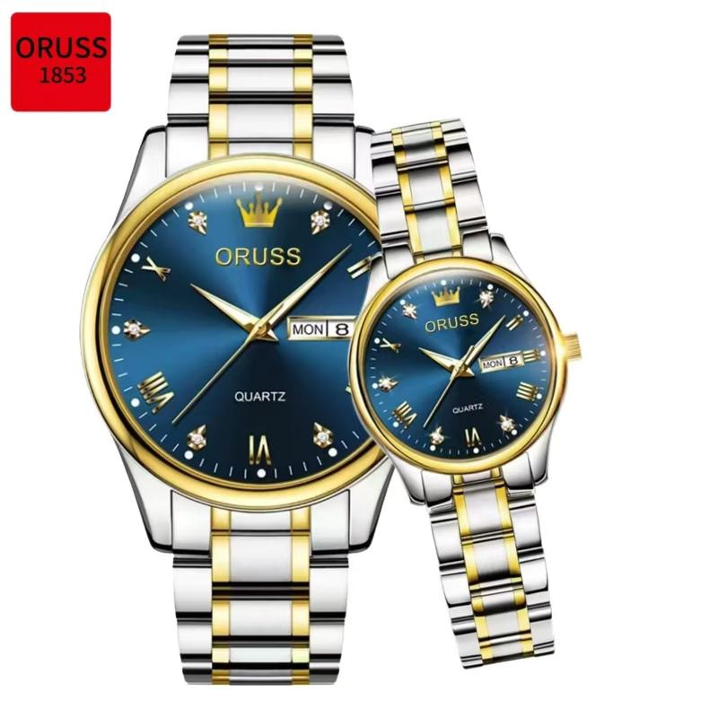 Jam Tangan Analog, ORUSS Asli, 2 Keping, Pasangan, Keluli Tahan ...