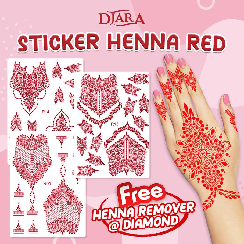 Sticker Henna Red BYDJARA (Waterproof Inai Temporary) - TikTok Shop ...