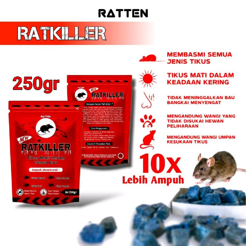 RATTEN RatKiller Racun Tikus Mati Kering Tanpa Bau / Umpan Pembasmi ...