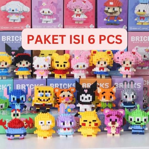 [randomfinds] PAKET ISI 6 DIY Bricks Mini Toys Model Kartun - Shop | Tokopedia