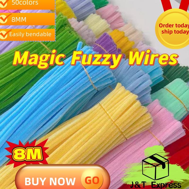 （95-100PCS）8mm Colorful Dense Fuzzy Wires Chenille Yarn Pip - TikTok ...