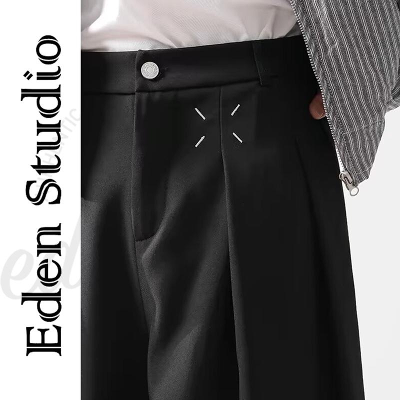 Seluar Hitam untuk Lelaki, Rekaan Berlipat Gred Tinggi, Seluar Kaki ...