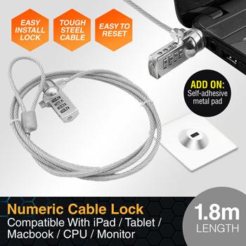 1.8m 4 Digit Combination/ Keys Security Cable Lock For laptop and ...