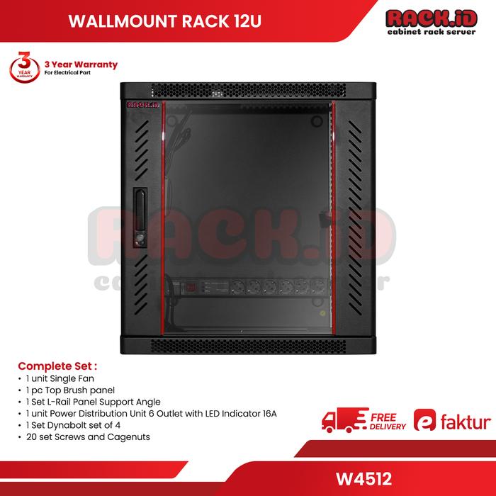 Promo RACK ID Wallmount Rack 12U Depth 450mm Rak Server Single Glass ...