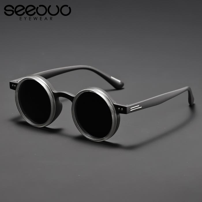Promo Seeouo Sunglasses Model Bulat Retro Polarized HD Switch Lens UV ...