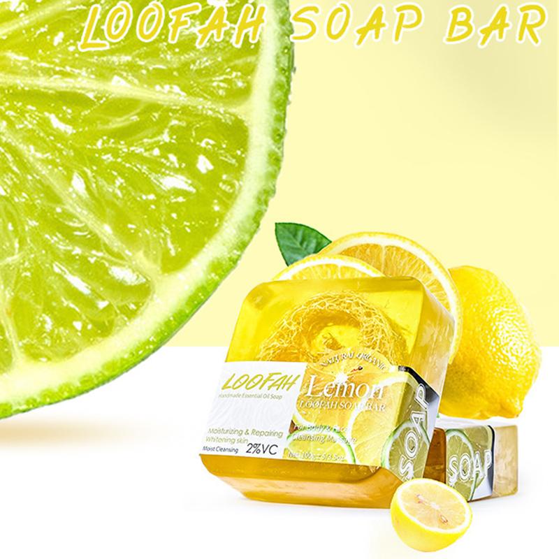 Bar Sabun Lemon & Luffa Pengelupasan, Sabun Buatan Tangan Organik ...