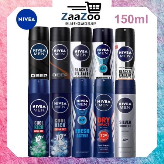 Nivea Deodorant Spray 150ml/Men /Cool Kick/ Invisible/Dry Impact/Deep ...