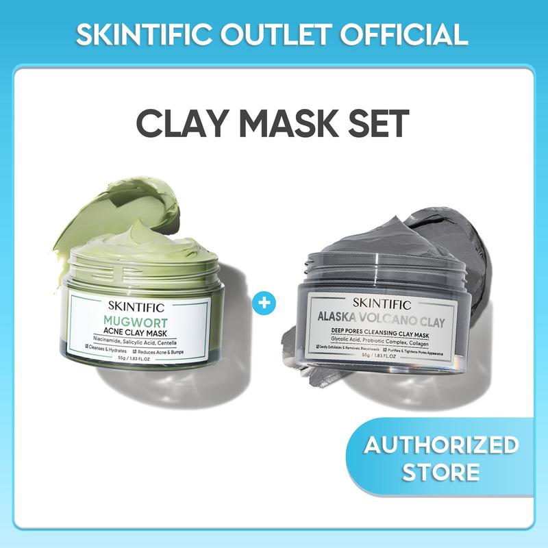 SKINTIFIC Mugwort Clay Mask & Alaska Volcano Cleansing Clay Mask ...