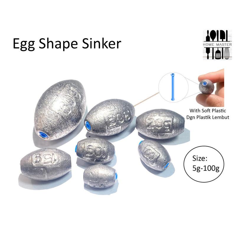 Egg oval Sinker 5g-100g Batu Ladung Timah Bullet Oval Olive Weighted ...