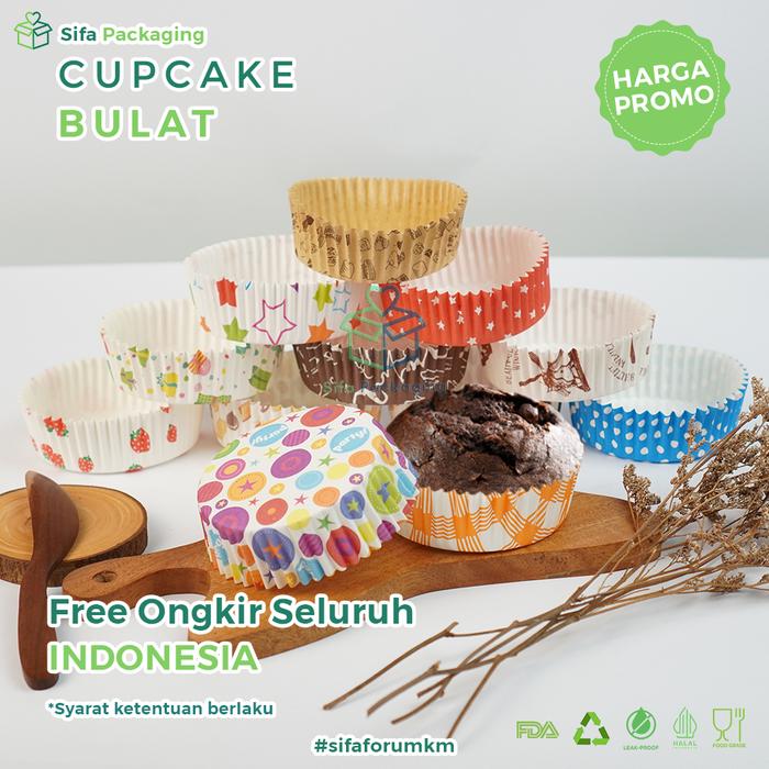 Jual Cupcake Bulat Case Roti Cup cake Kertas Alas Donut Kue Anti ...