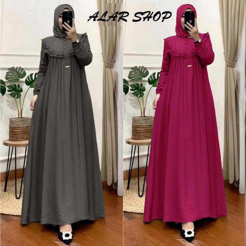 AS - Gamis Crinkle Airflow Premium Model Kancing Renda Depan - Shop ...