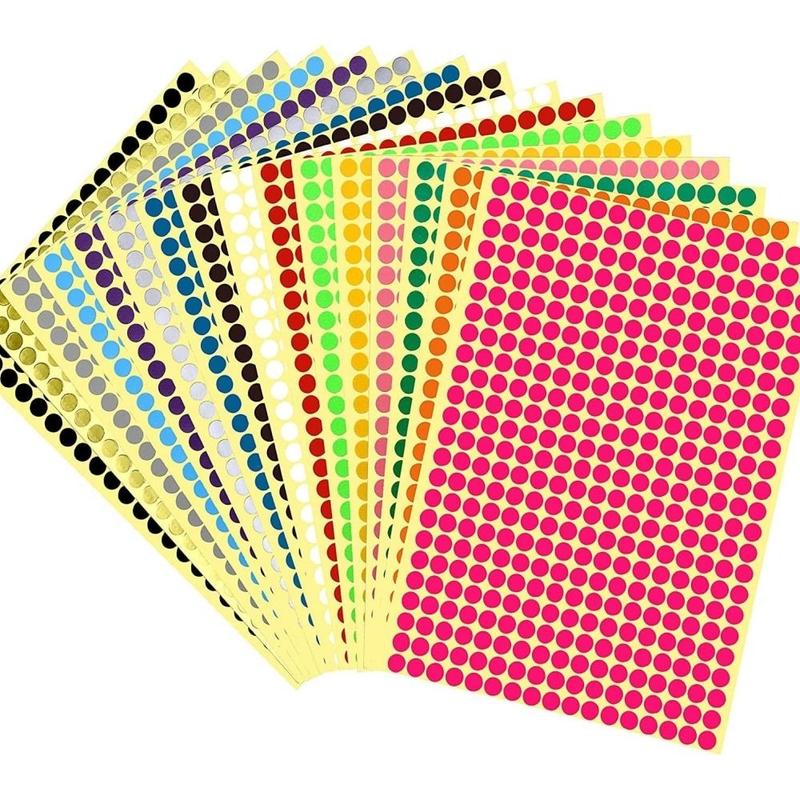 6528PCS 1/4" Dot Stickers Multicolor Small Dot Labels Self-adhesive ...