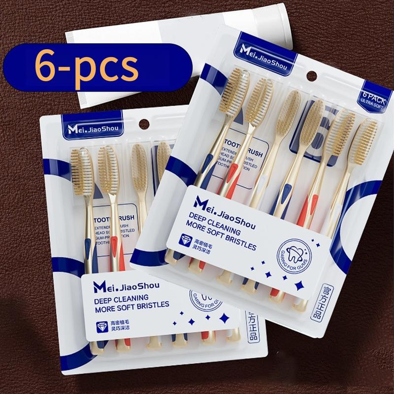 6-pack Adult Toothbrushes With Wide Brush Heads and Soft Bristles ...