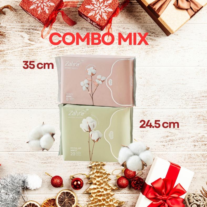 【Combo Mix】Zahra Sanitary Napkin 24.5cm ( Regular Flow )+ 35cm ( Heavy ...