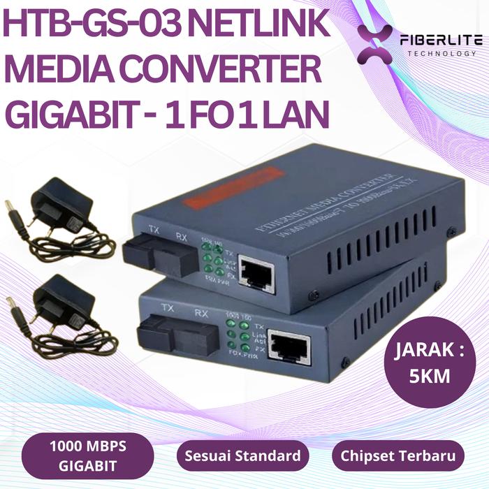 Promo HTB-GS-03 NETLINK HTB GS 03 Media Converter Fiber Optic Gigabit ...