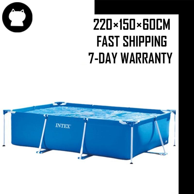 INTEX 28270 Rectangular Steel Frame Swimming Pool Adult Swimming ...