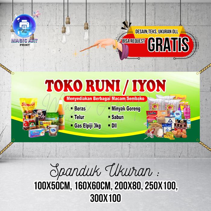 Promo SPANDUK BANNER Toko Sembako Jualan Sembako Hijau MMT Spanduk ...