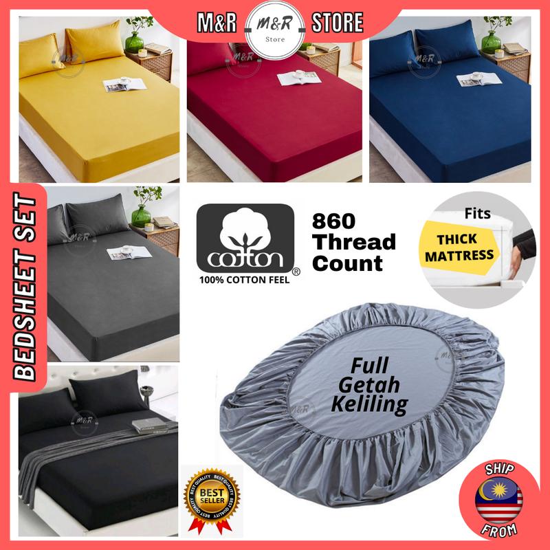 Cadar Premium Cotton Warna Plain Colour Getah Keliling Fitte - TikTok ...