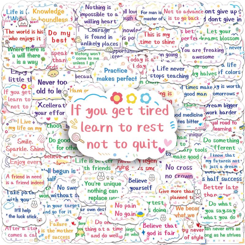 100/50 Piece Funny English Encourage Slogan Sticker DIY Waterproof For ...