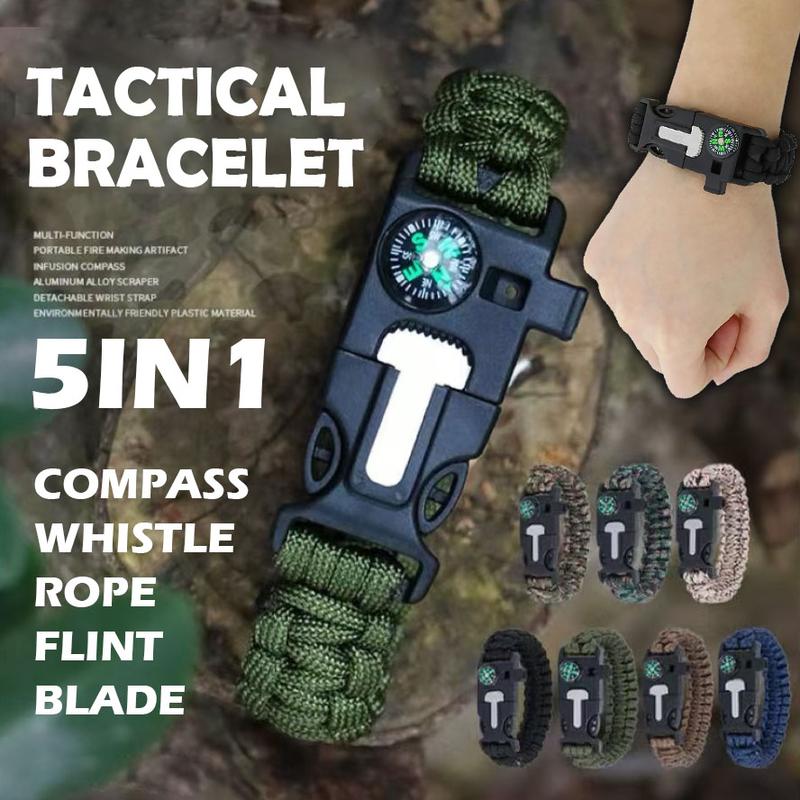 Tactical Bracelet Wilderness Survival 5 in 1 Multi-function Bracelet ...