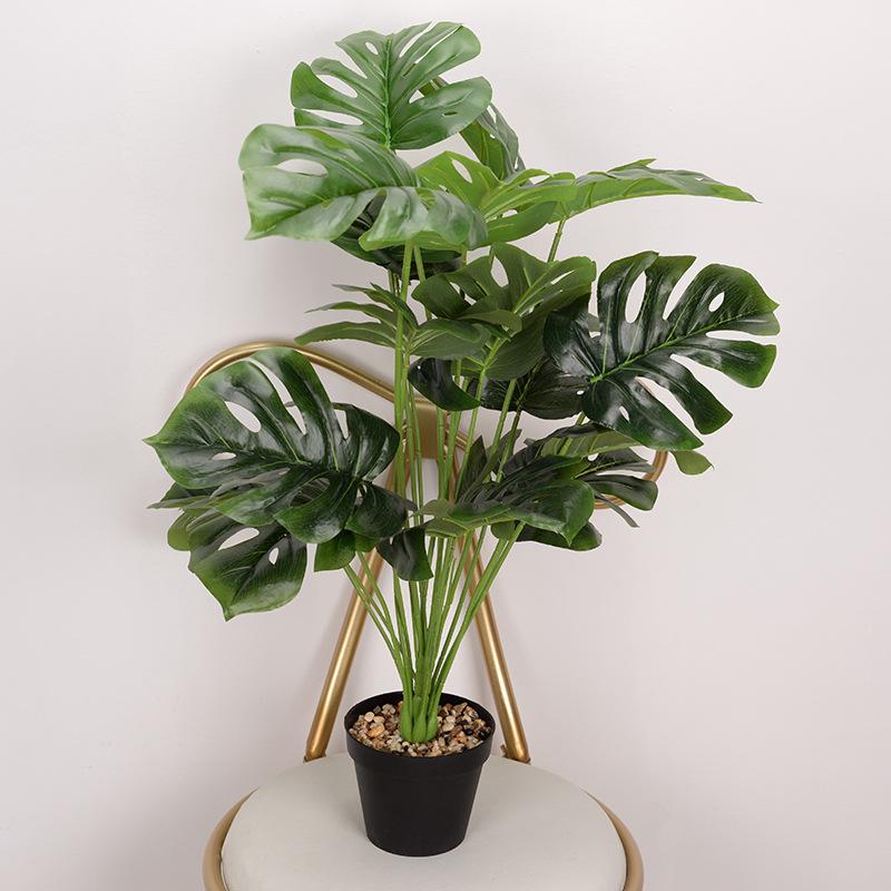 Tumbuhan tiruan Monstera hijau pasu, hiasan rumah, Hotel, pejabat ...