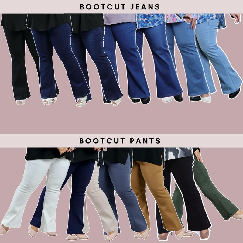 Plussize BOOTCUT Plain Stretchable Jeans Denim & Pants Cotto - TikTok Shop Malaysia