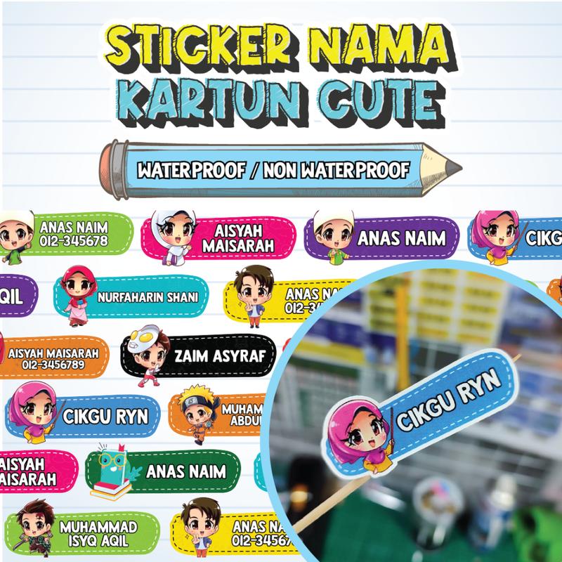 STICKER NAMA KARTUN COMEL | CUTE CARTOON STICKER | WATERPOOF - TikTok ...