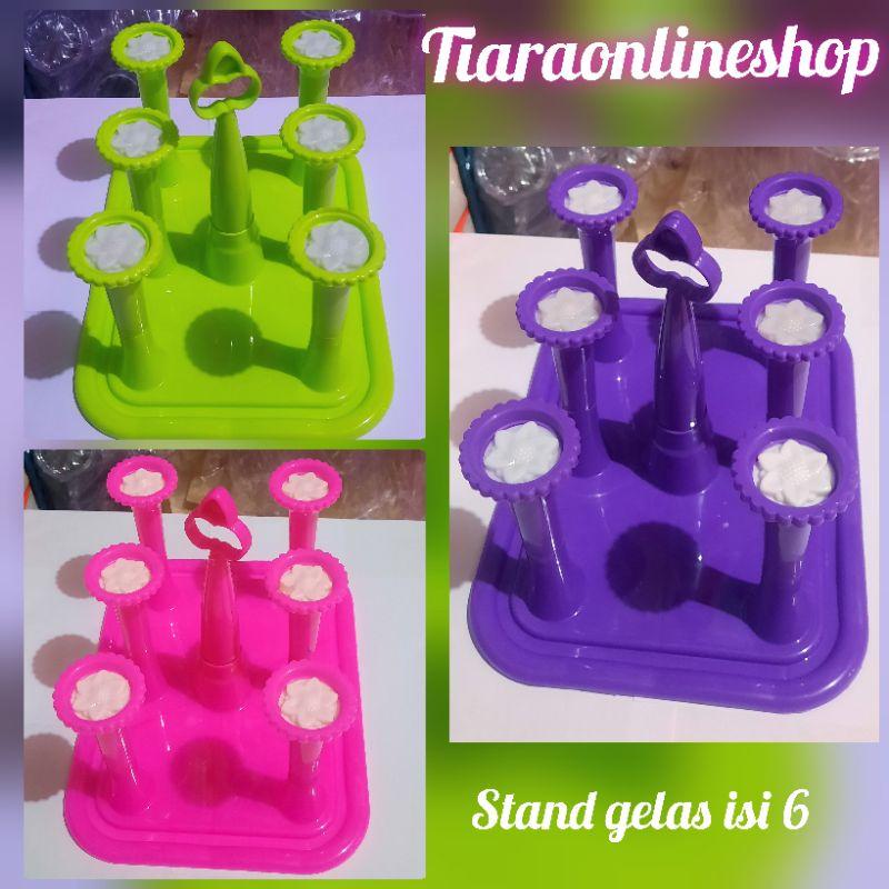 Stand gelas kotak isi 6 gelas /rak gelas segi /wadah gelas isi - Shop ...