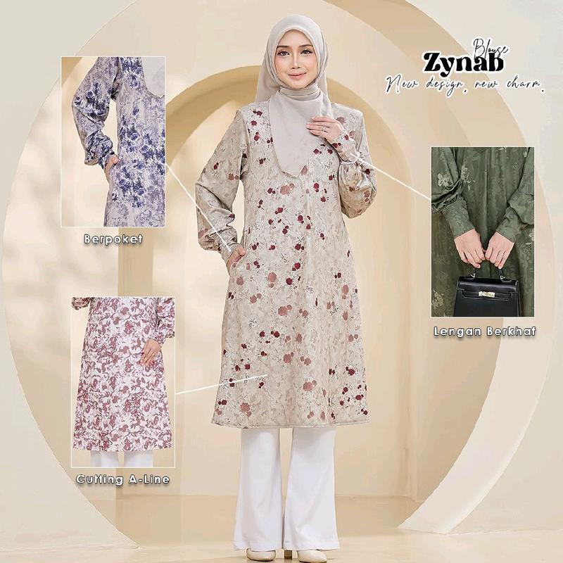Blouse Muslimah Labuh Dalila Zynab Bercorak Printed Ironless - TikTok ...