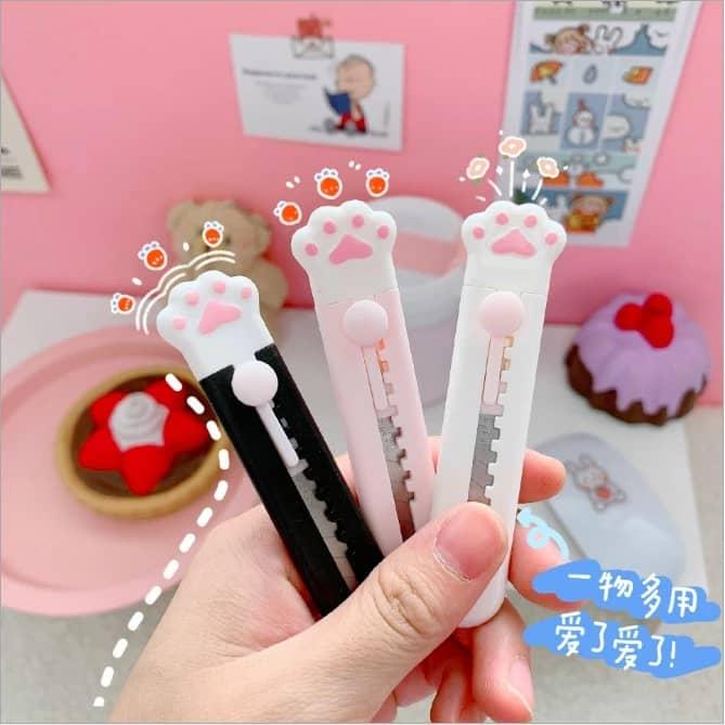 INSDECOOO Kawaii Cute Cat Claw Design Mini Cutter Knife Stationary ...