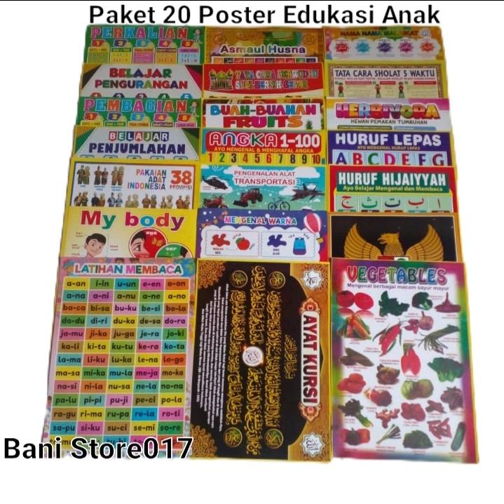 Paket Hemat 20 Lembar Poster Edukasi Anak Poster Buah bauhan - Shop ...