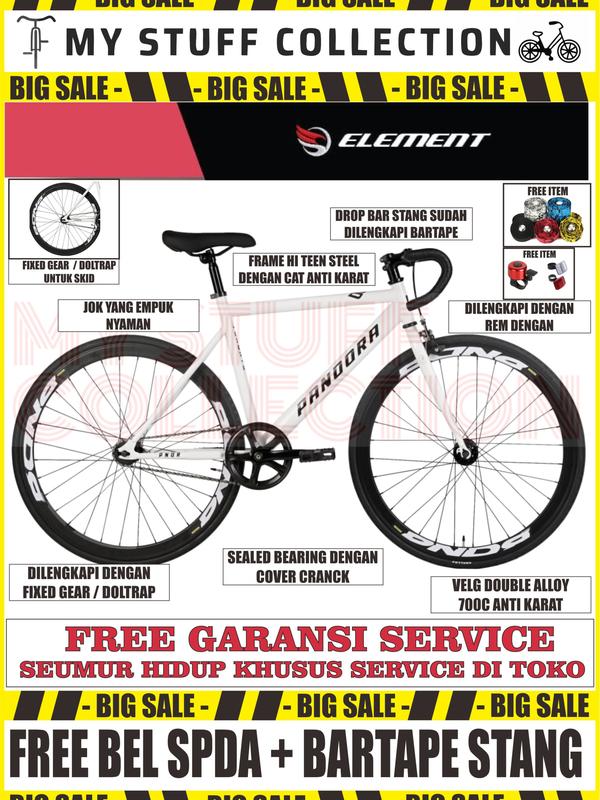SEPEDA FIXIE ELEMENT PANDORA FRAME HI TEEN STEEL DENGAN GEAR - Shop ...