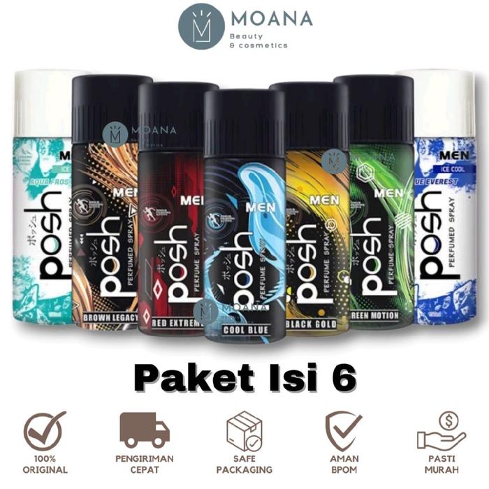 Promo [6 PCS] Posh Men Body Spray 150 ml | Parfum Pria Wanita Awet ...