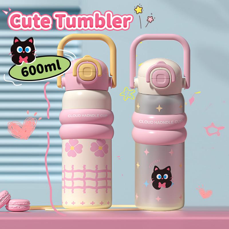 Brioo 600ML Water Bottle Cute Tumbler 316 Vacuum Thermos With - TikTok ...