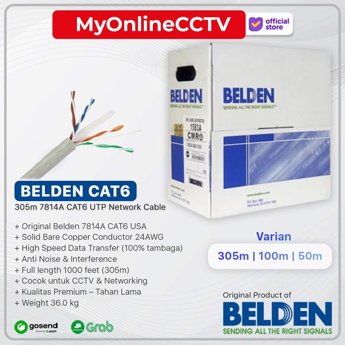Promo 7814A Belden Cat 6 Original Kabel LAN UTP 1Roll Cat6 24AWG - 100 ...