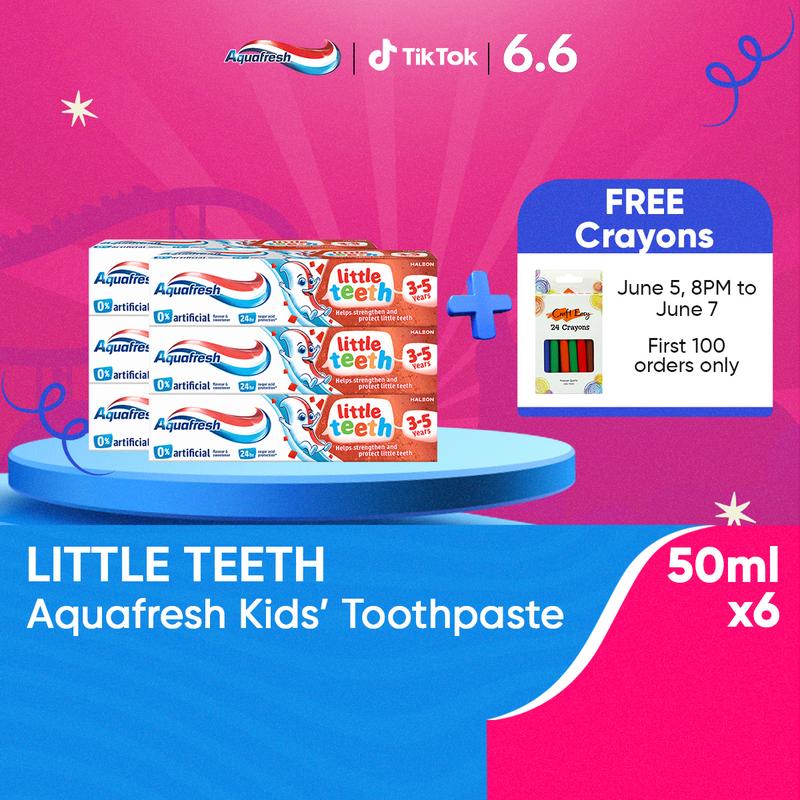 Aquafresh Little Teeth Kids' Toothpaste 50ml x6 (3-5 Years Old ...