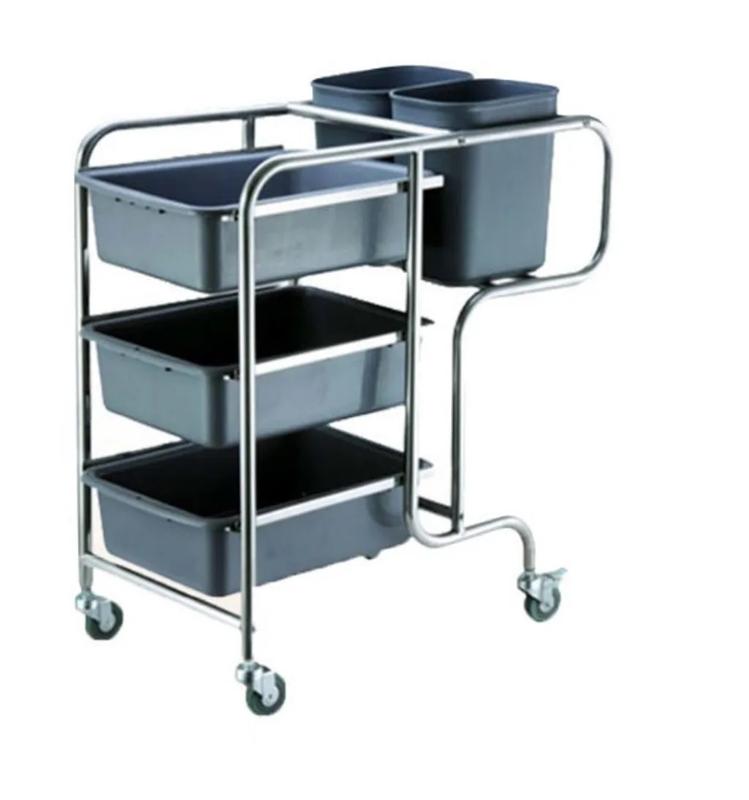 Stainless Steel Dining Collector Cart Food Court Trolley Dishes ...