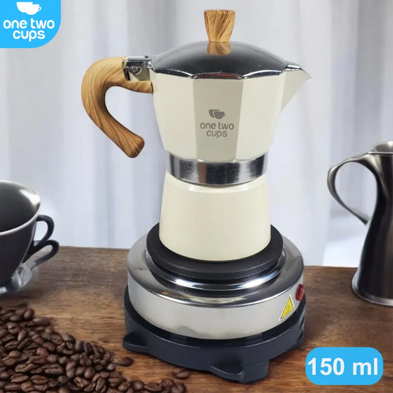 One Two Cups Moka Pot Espresso Coffee Maker 3 Cup 150ml with - Shop ...