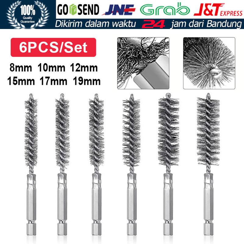 6Pcs/Set Sikat Pipa Kawat / Steel WireTube Brush Kawat Tabung Stainless ...