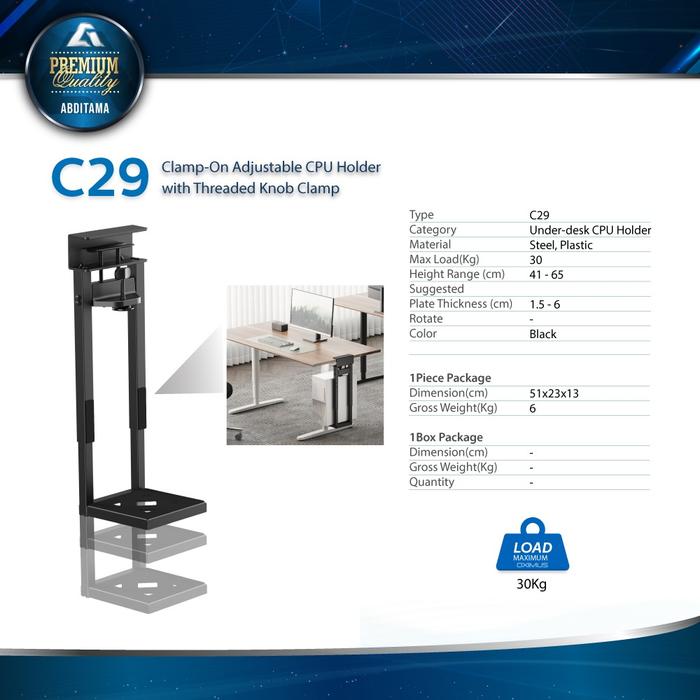 Jual Oximus C29 Braket CPU Under-Desk Clamp-On Adjustable Height 410 ...