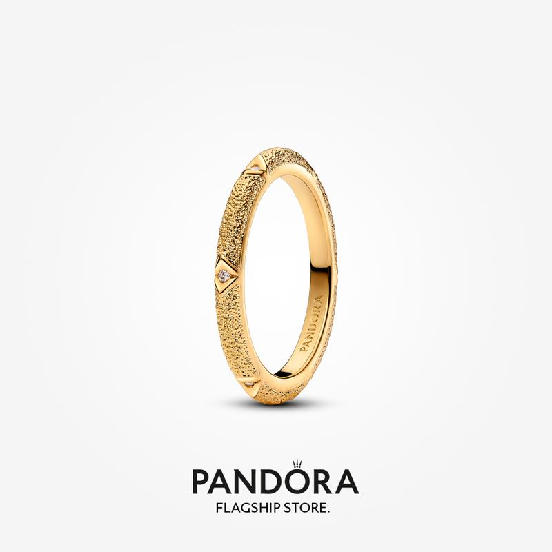 Pandora ME 14k Gold Plated Texture & Stones Ring - TikTok Shop Malaysia