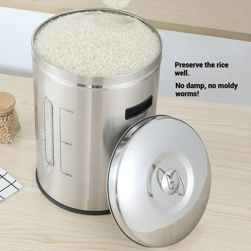 Thickened 304/201 Stainless Steel Rice Bucket Storage Rice Flour ...