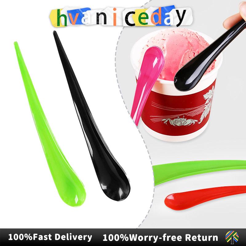 50PCS 13cm Plastic Dessert Spoon Tasting Spoons Disposable Sample ...