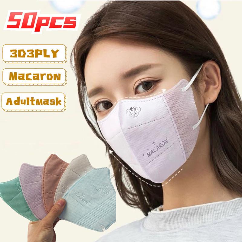 Adult Cartoon Pattern Mask 50Pcs Macaron 3d Mask Three-dimensional ...