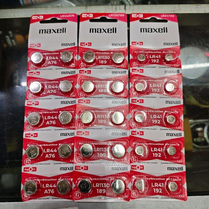 Jual Baterai LR44 LR41 LR1130 Maxell ASLI Original Ag13 L1154 357 A76 ...