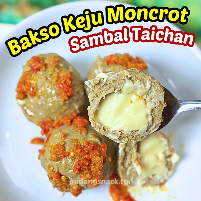 BAKSO KEJU MONCROT ISI 4 SAMBAL TAICHAN KEJU MELELEH Food Makanan Bakso ...