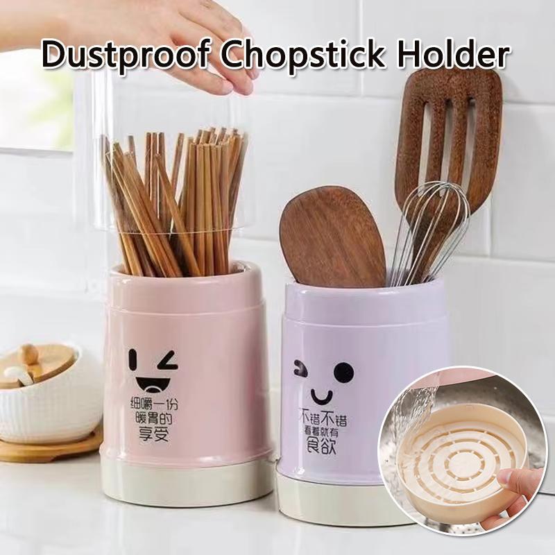 Cartoon Smiley Chopsticks Cage Dust-proof Cover Transparent Detachable ...