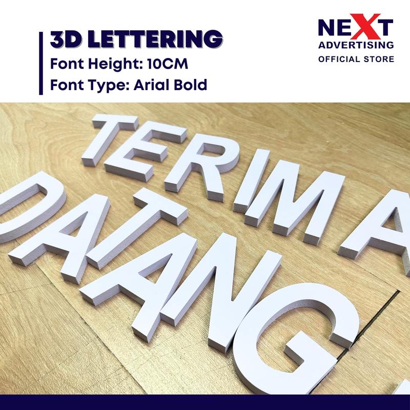 [H - 10CM] 3D Lettering & Numbering | Arial Bold Font | PVC Board ...